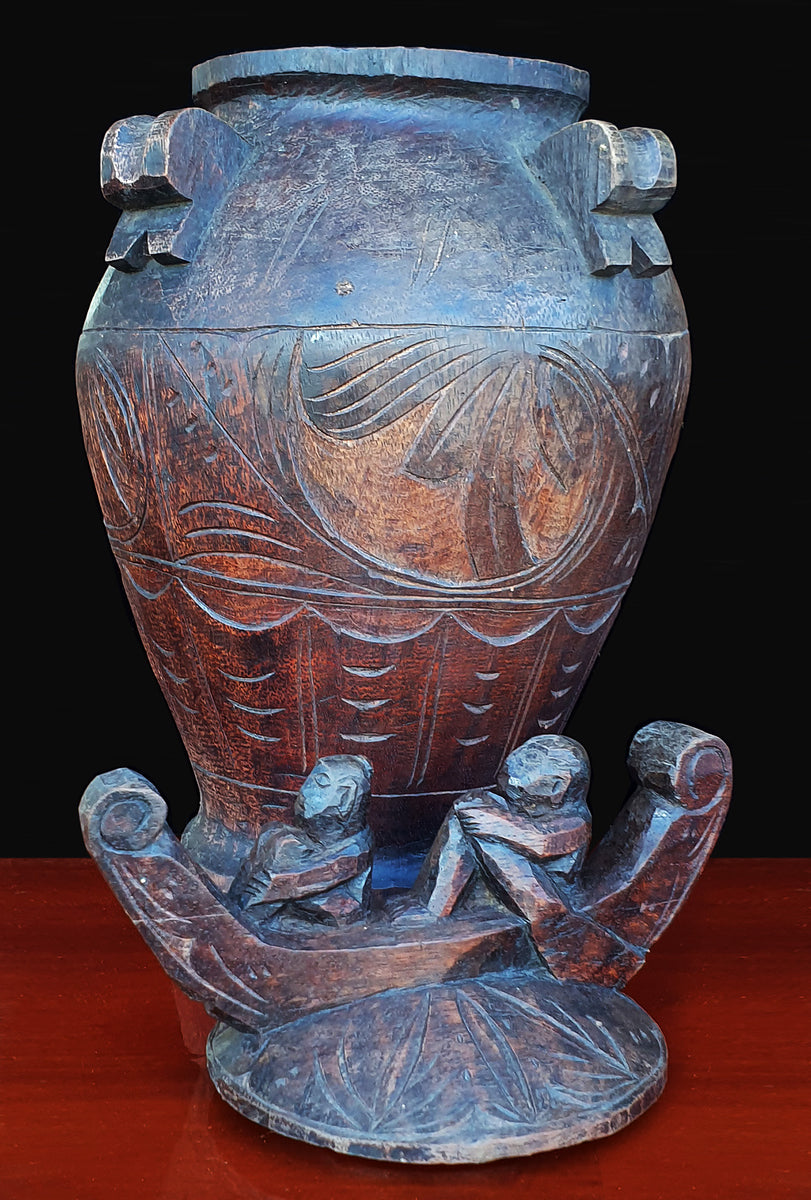 Hand carved - MANUNGGUL JAR - Wooden Sculpture, IFUGAO tribal Piece of ...