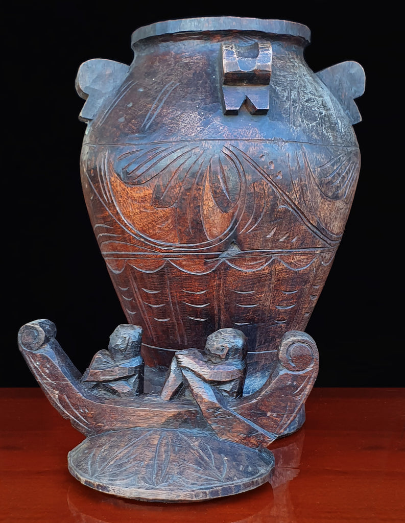 Hand carved - MANUNGGUL JAR - Wooden Sculpture, IFUGAO tribal Piece of ...